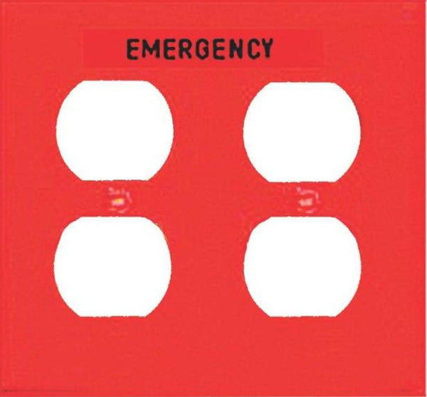 Cooper Wiring PJ82EMRD Emergency Receptacle Plate, 2-Gang, Red ...