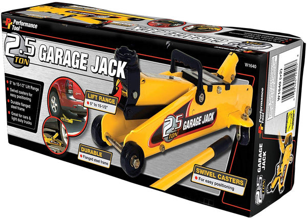 Performance Tool W1640 Garage Jack, 2.5 Ton Capacity, 5 to 15-1/2" Lif ...
