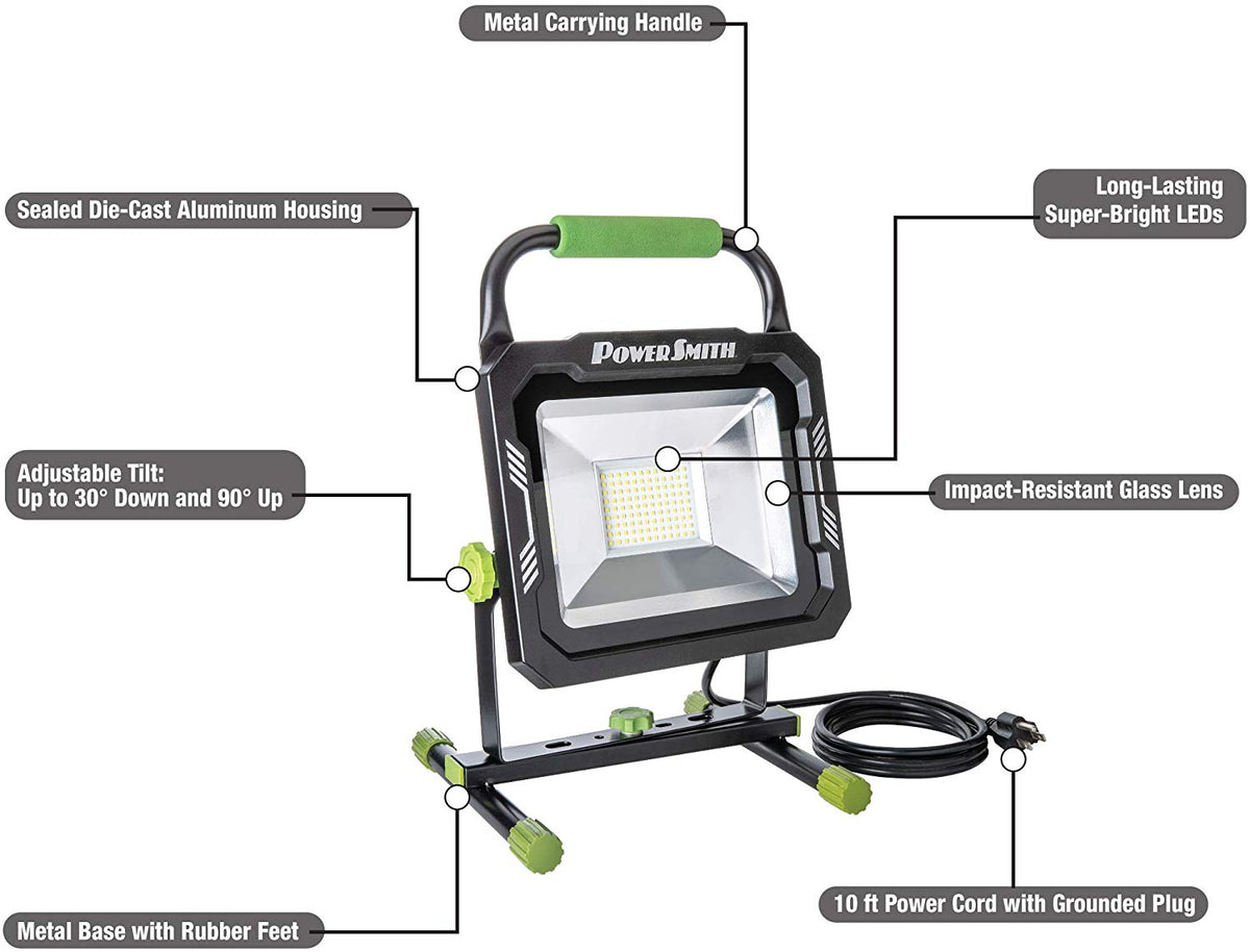 PowerSmith PWL175S LED Work Light with Metal Base, 7500 Lumens ...