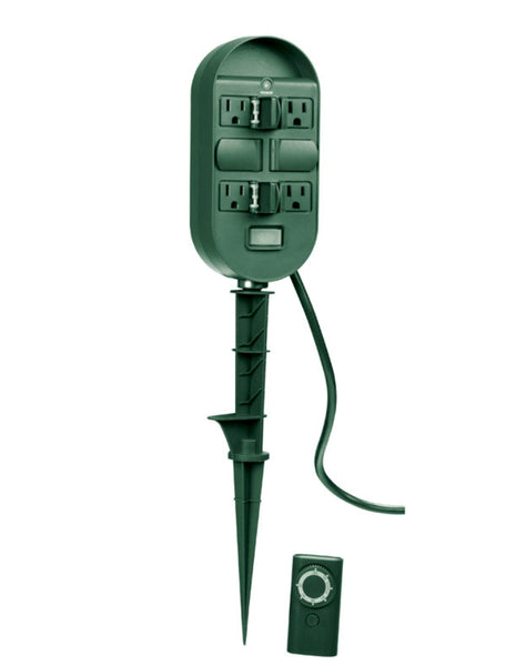 Woods 59785WD 6-Outlet Outdoor Yard Stake With Photocell & Remote Cont ...